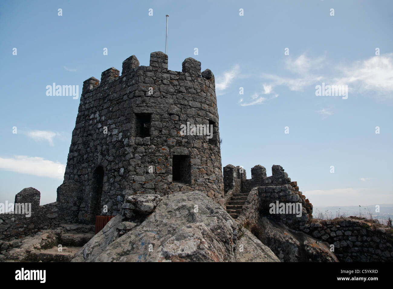 One of the towers in Sintra's Castle of the Moors (Castelo dos Mouros ...