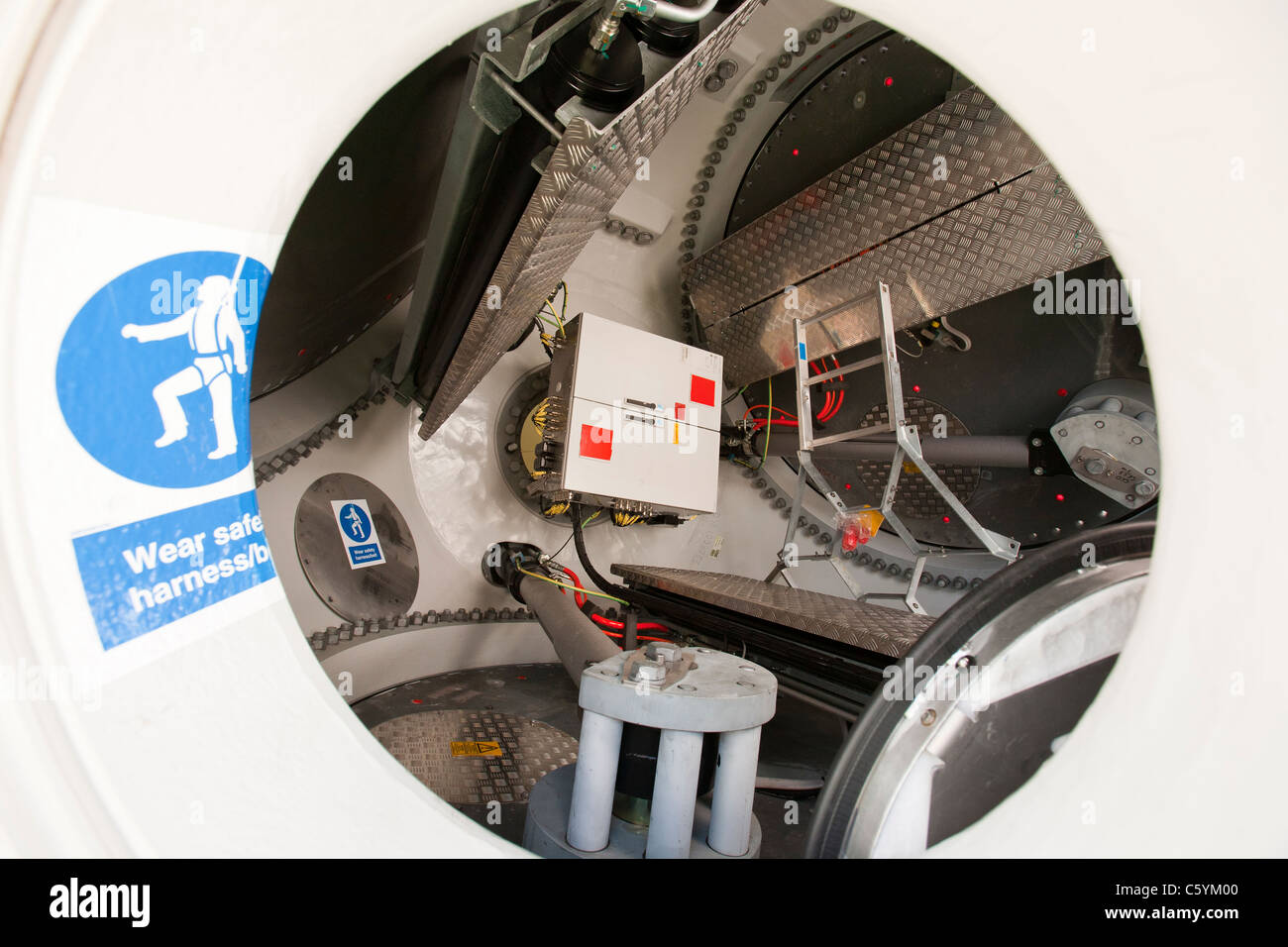 Nose cones of wind turbines for the Walney offshore windfarm Stock ...