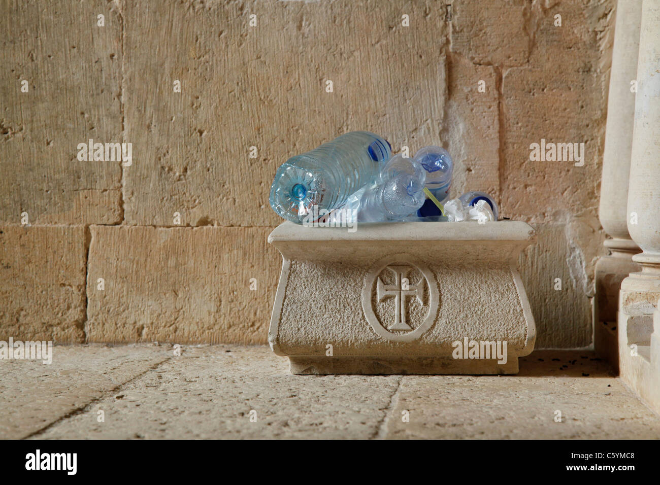 A waste bin with a crusaders cross inside The Convent of the Order of ...