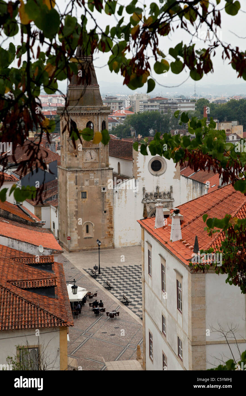 A view of Tomar's main square and church Stock Photo - Alamy