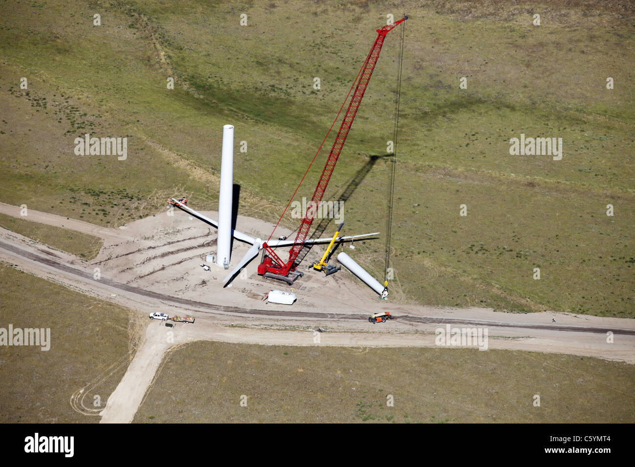 An aerial view of a wind farm under construction Stock Photo - Alamy