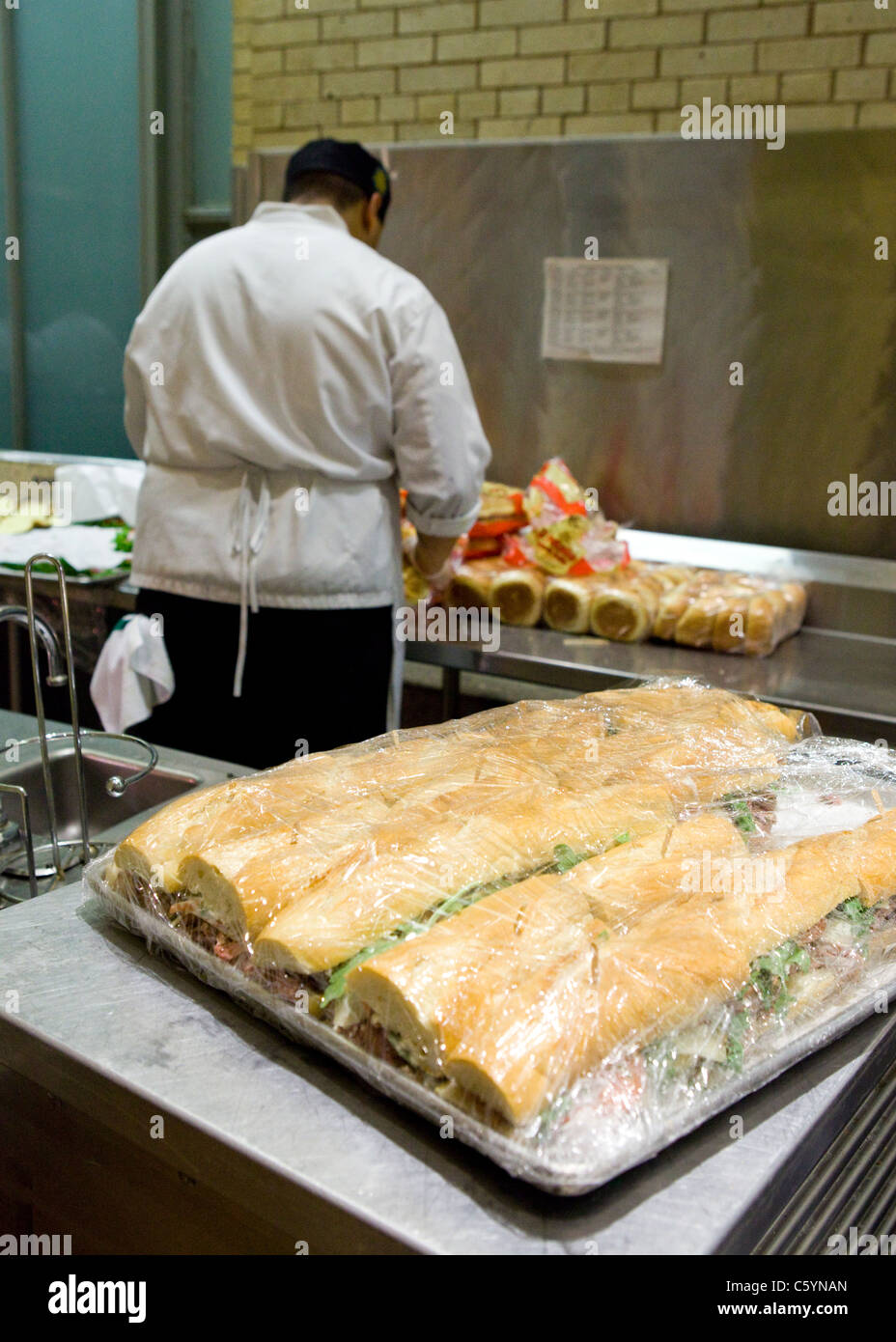 Prepared sandwiches on wrapped tray Stock Photo - Alamy