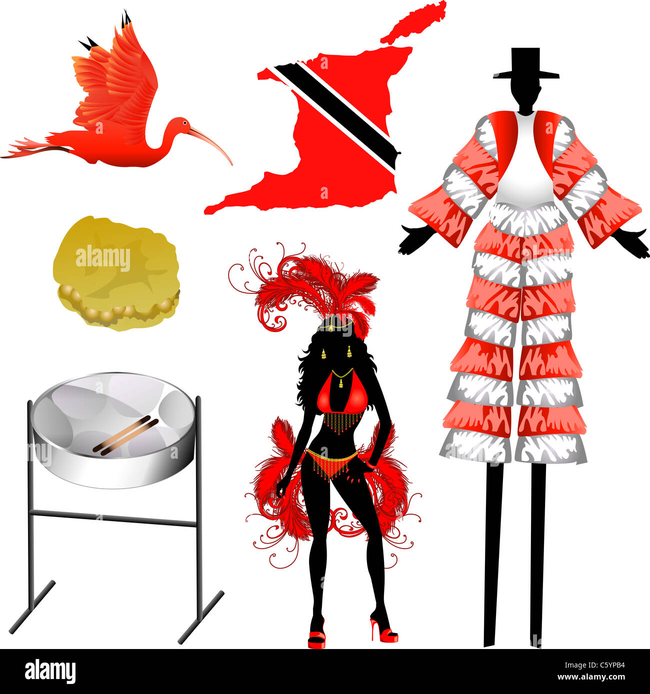 Vector Illustration of 6 different Trinidad and Tobago icons Stock ...
