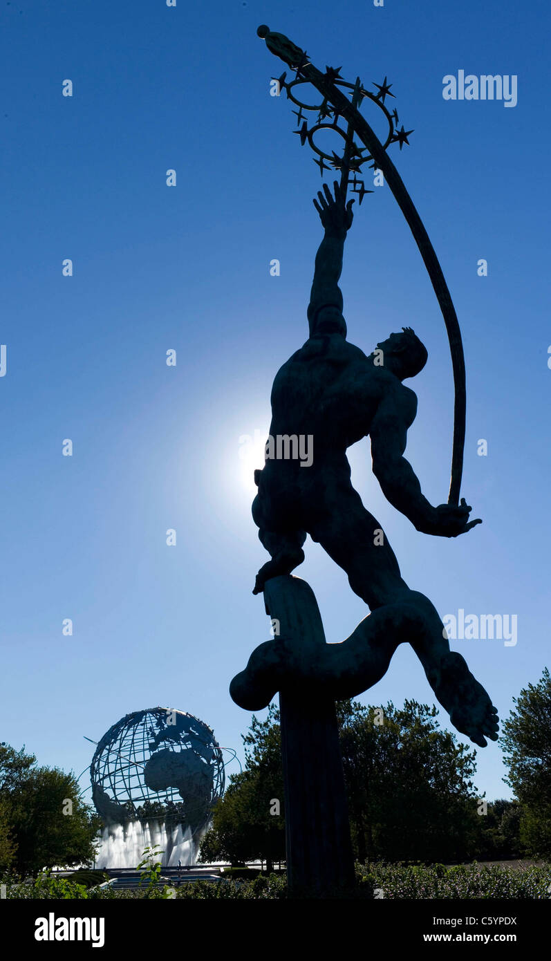 The Rocket Thrower statue Worlds Fair New York Stock Photo - Alamy