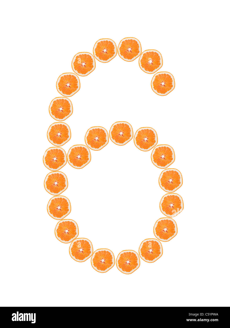 Number "6" from orange slices isolated on white background Stock Photo ...