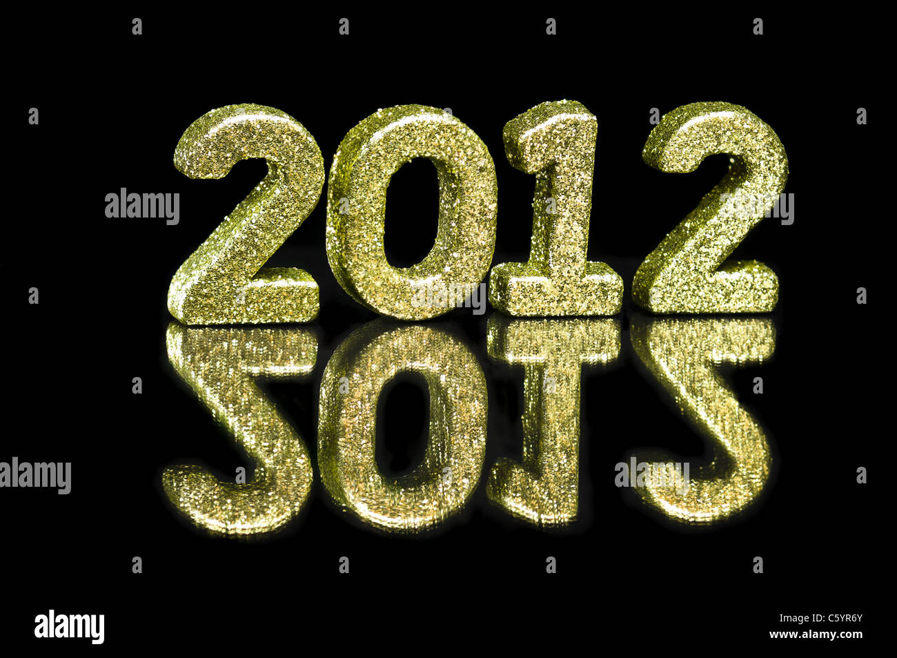 2012 in nice golden glitter numbers, over black Stock Photo - Alamy