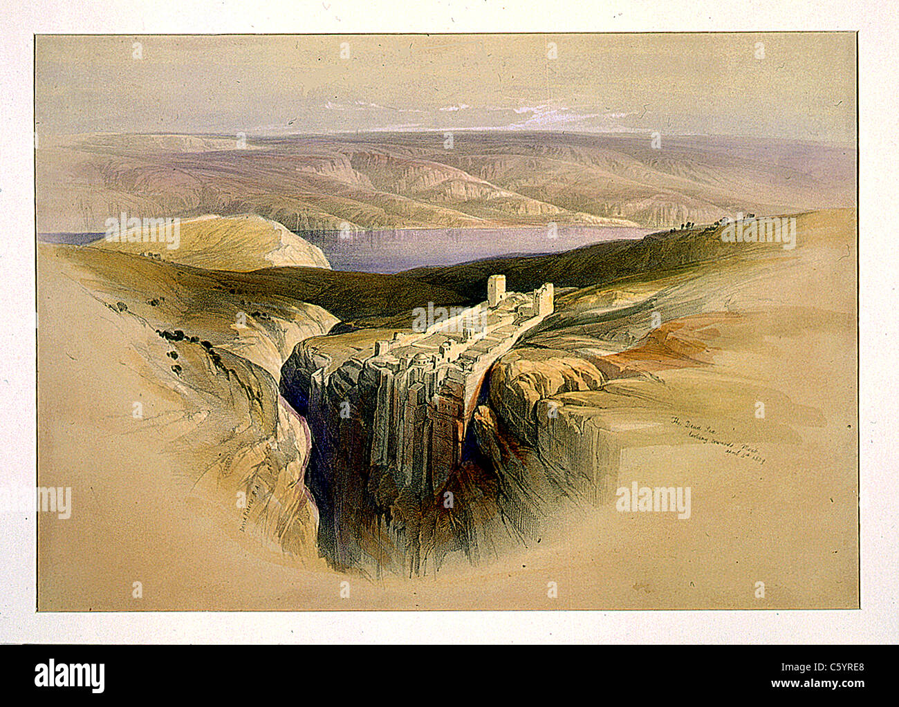 The Dead Sea looking towards Moab April 4th 1839, Louis Haghe / David ...