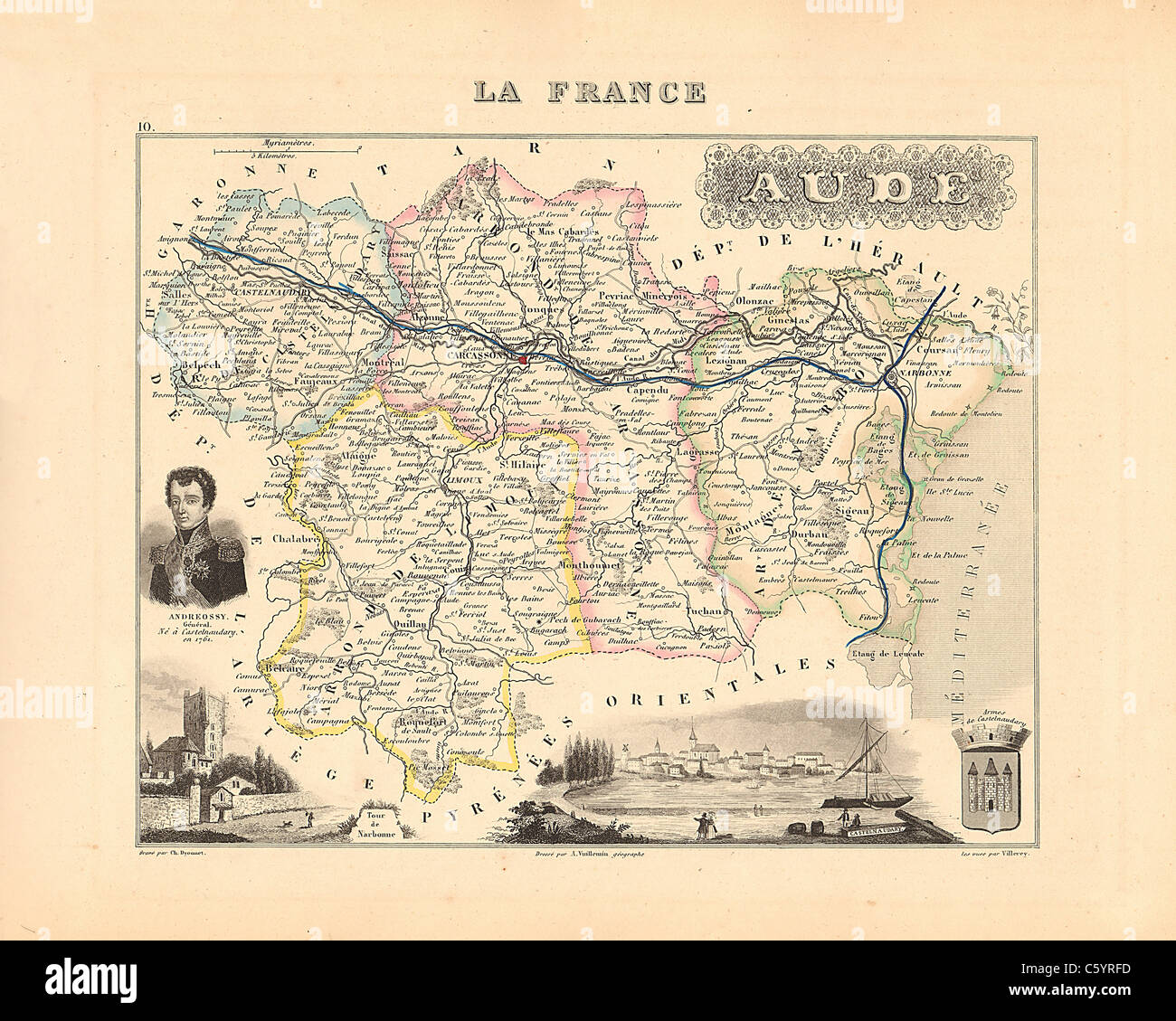 Map of aude department hi-res stock photography and images - Alamy