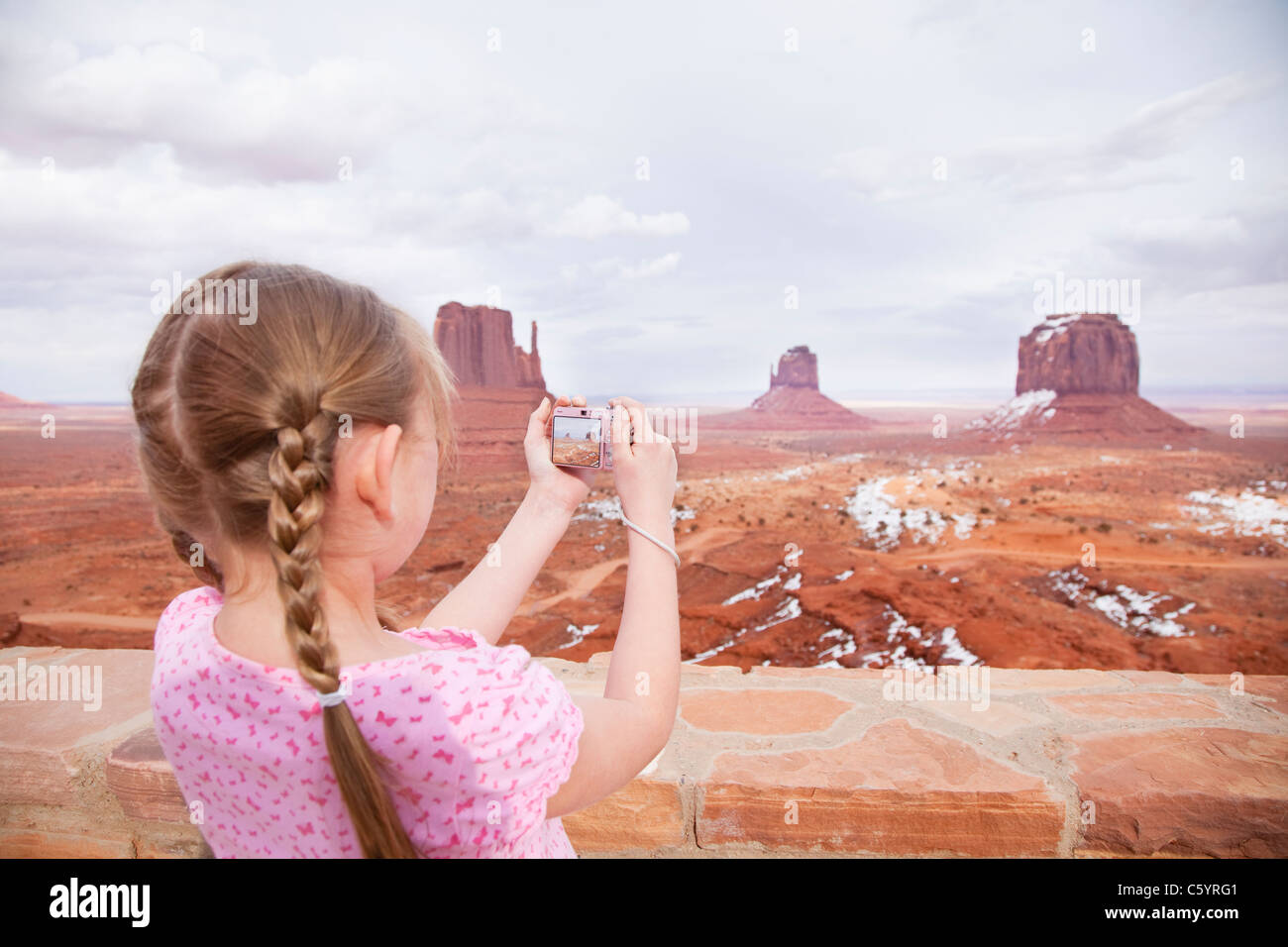 USA, Utah, girl (10-11) photographing rocky desert Stock Photo - Alamy
