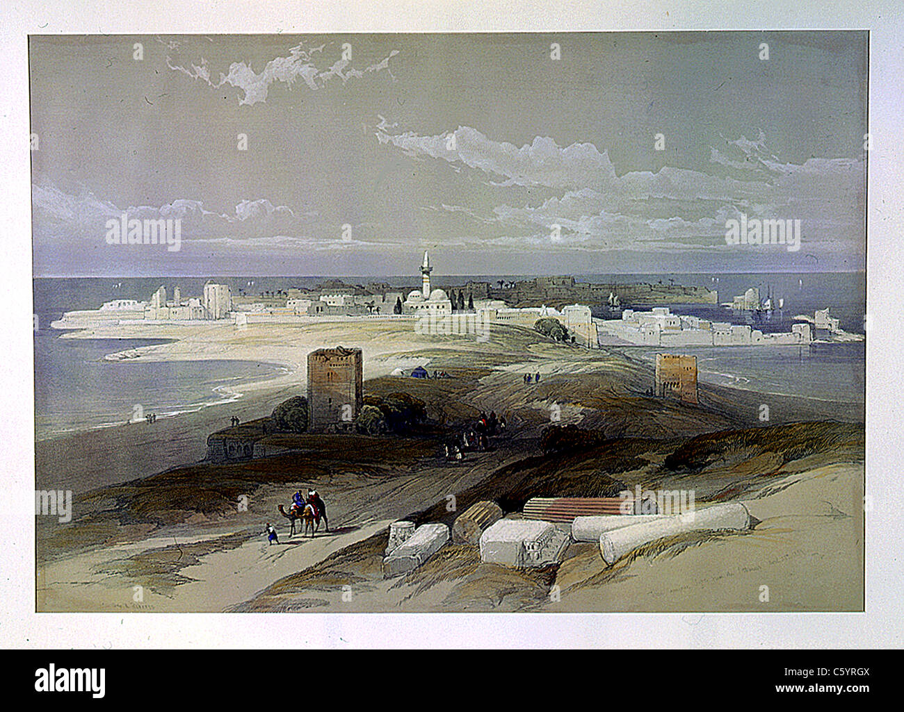 Tsur ancient Tyre from the Isthmus April 27th 1839, Louis Haghe / David ...