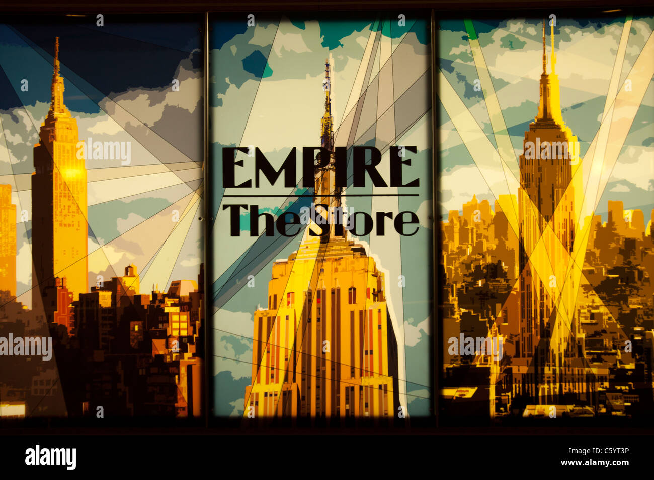 Close-up of the Empire state building shopping store sign, New York ...