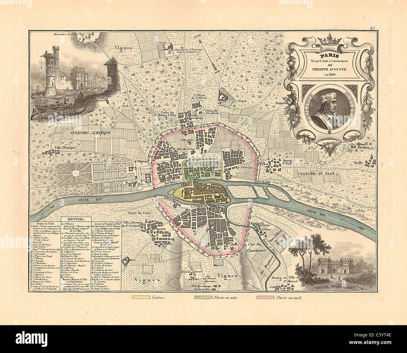 Paris map 19th century hi-res stock photography and images - Alamy