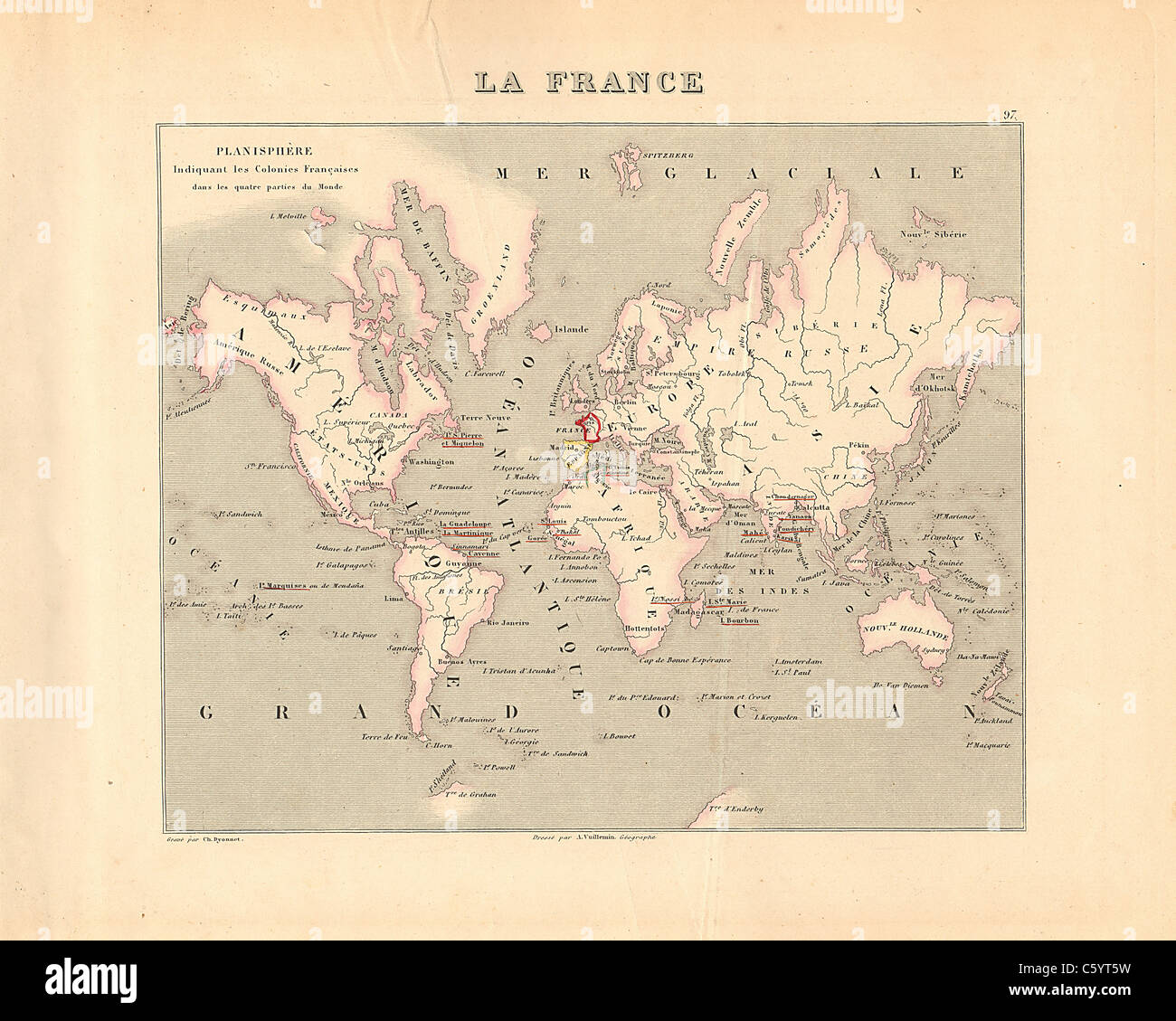 World map 1800s hi-res stock photography and images - Alamy