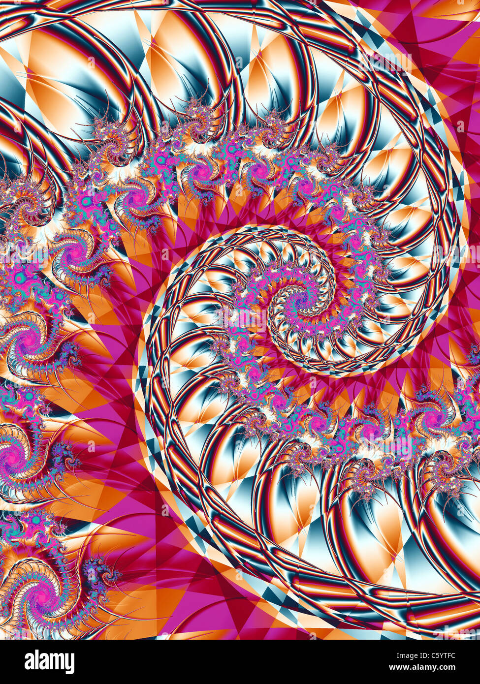 A Colourful Spiral Fractal Generated Using The ChaosPro Computed ...