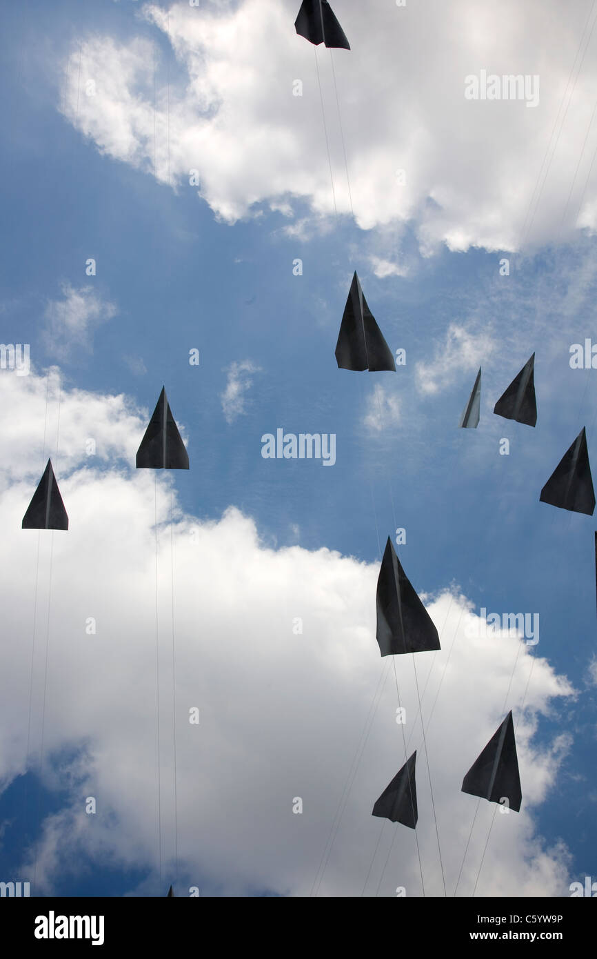 Paper planes against Sky - installation at South Bank Center Stock ...