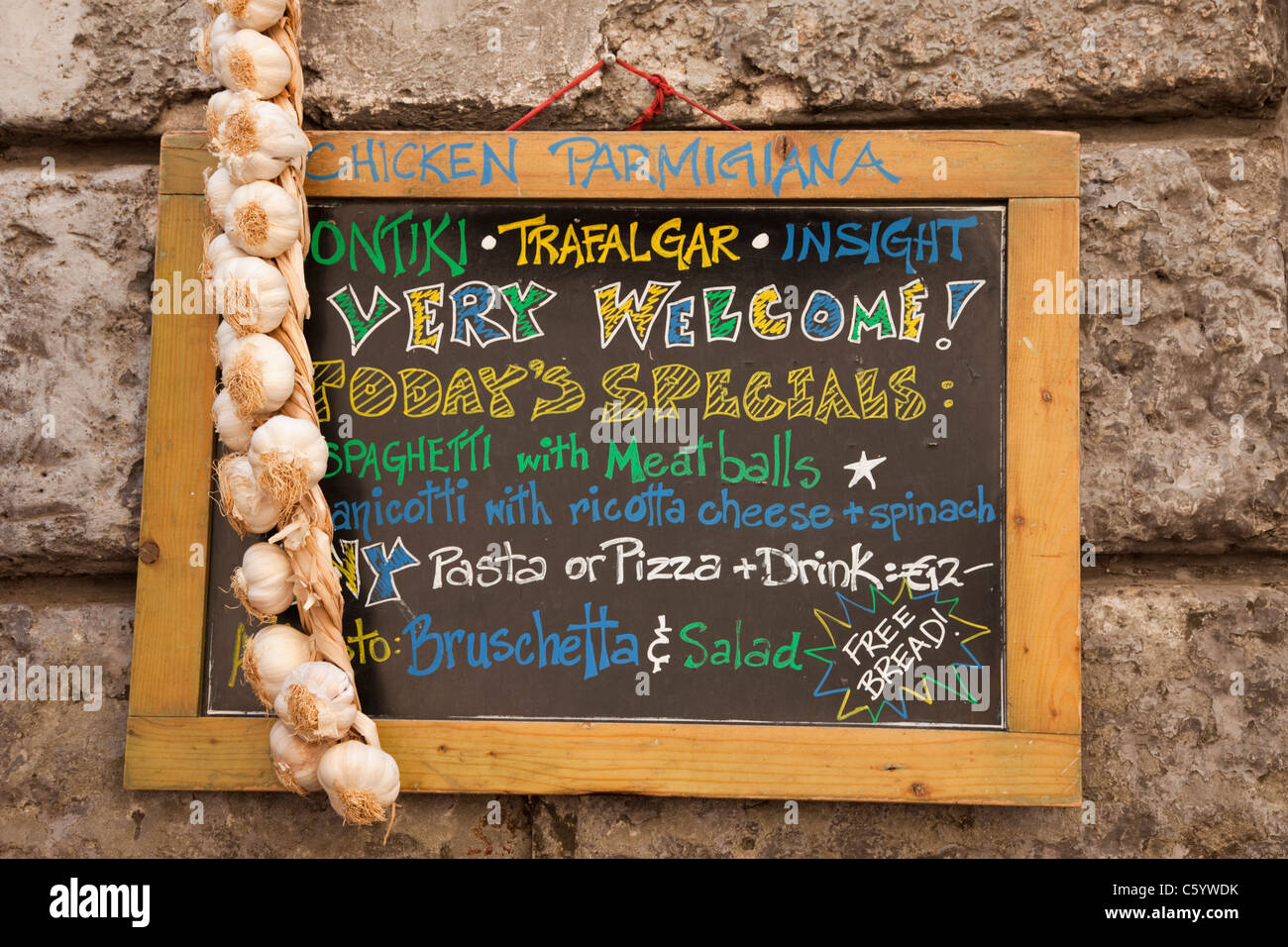 Italy, Rome, Typical Tourist Restaurant Menu Stock Photo - Alamy