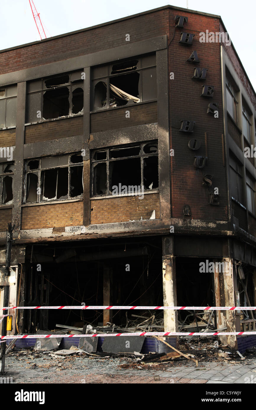 vandalized damaged commercial premises shops restaurants Stock Photo ...