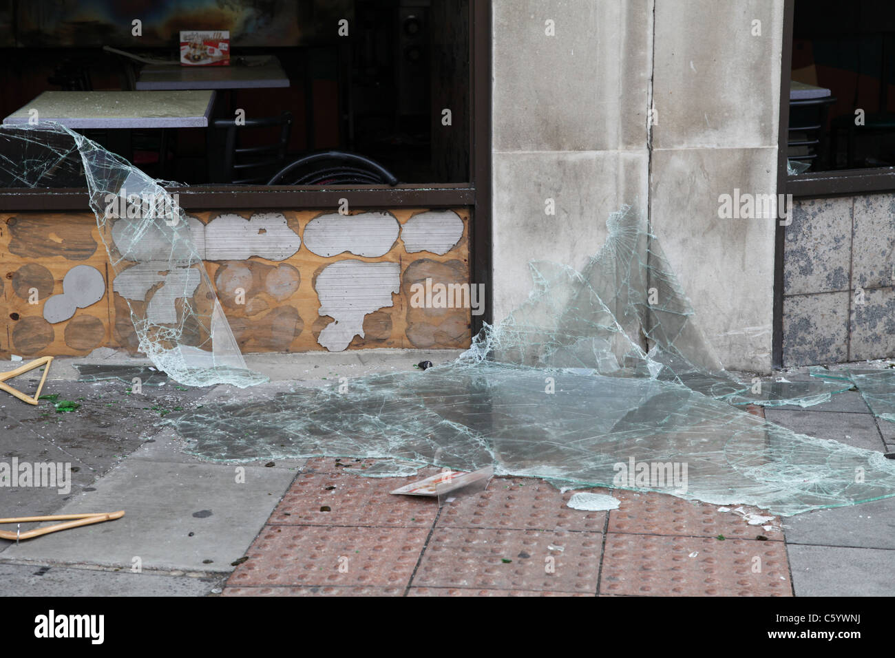 vandalized damaged commercial premises shops restaurants Stock Photo ...