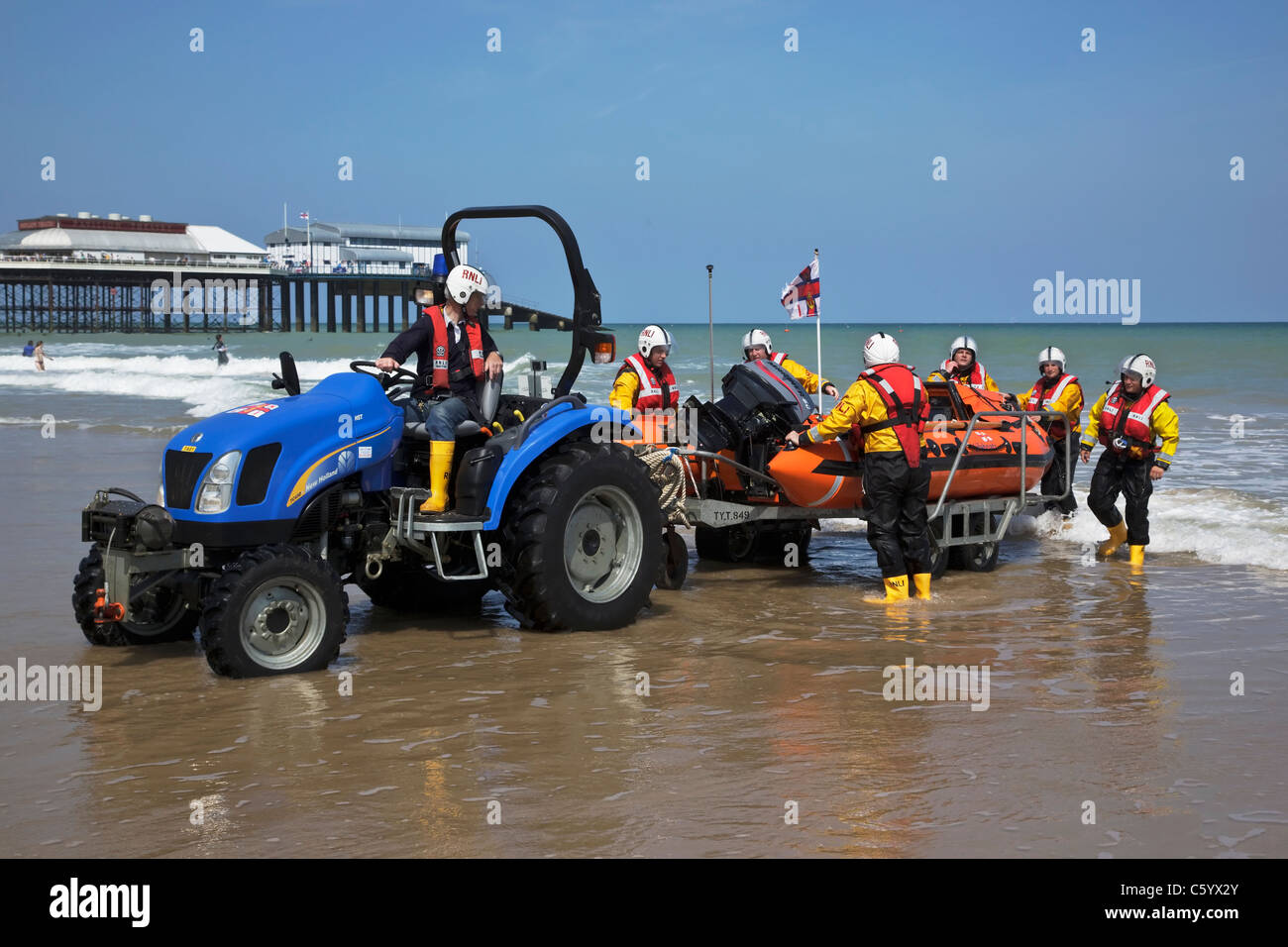 The Cromer ILB D' class D734 being recovered after a beach landing ...