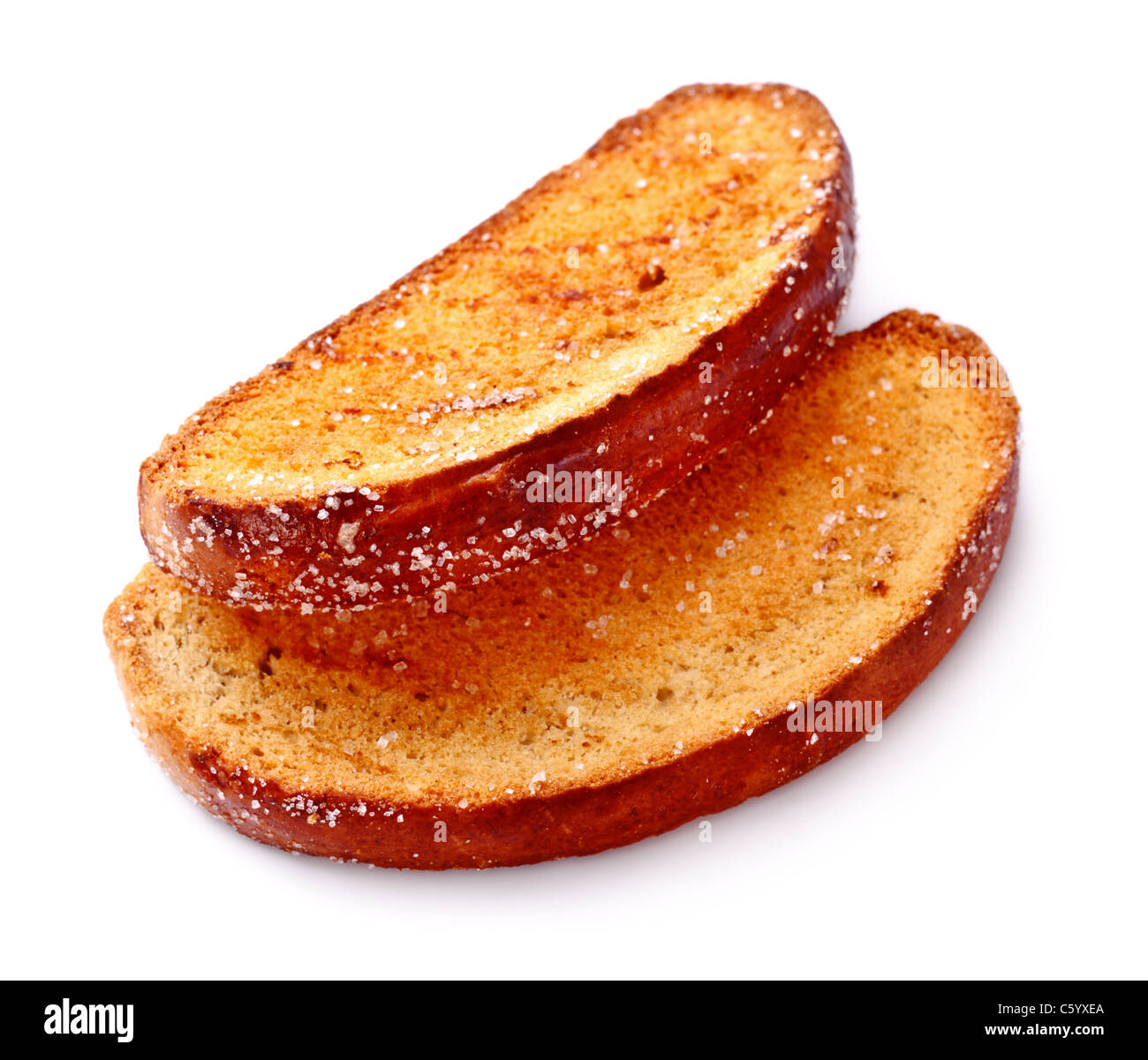 two rusks in sugar side isolated on white Stock Photo - Alamy