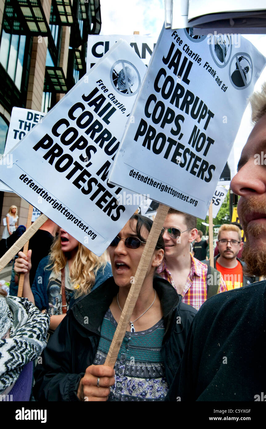 Protest at Westminster over phone tapping and Murdoch newspapers Stock ...