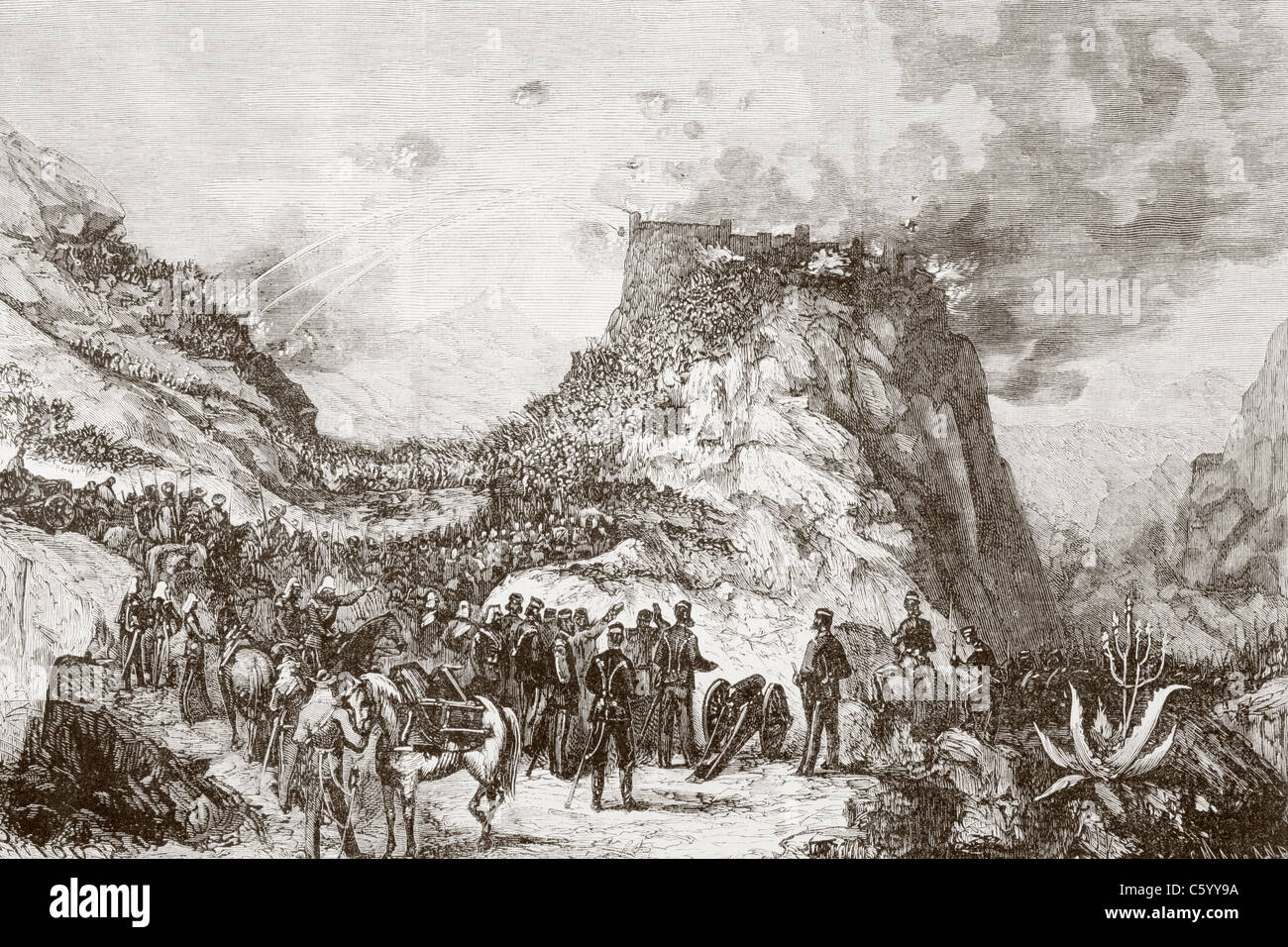 Capture of Abyssinian fortress of Magdala by English under Sir Robert ...