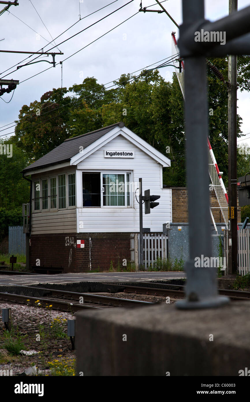 Level Crossing and Signal Box at Ingatestone Stock Photo - Alamy