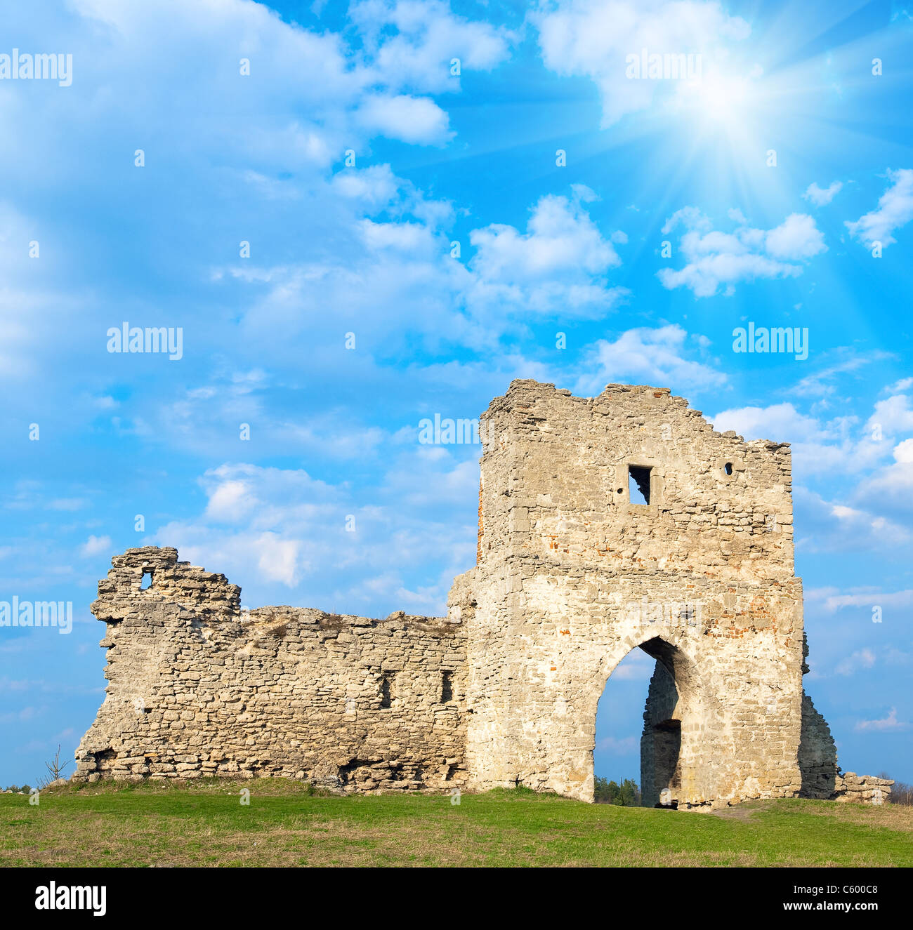 Spring view of ancient castle ruins ( Kremenets city , Ternopil Region ...