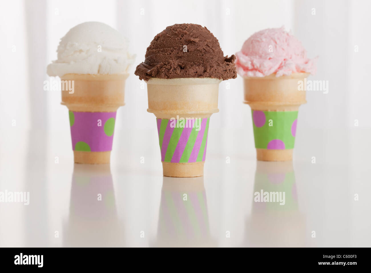 Three flavored ice creams Stock Photo - Alamy