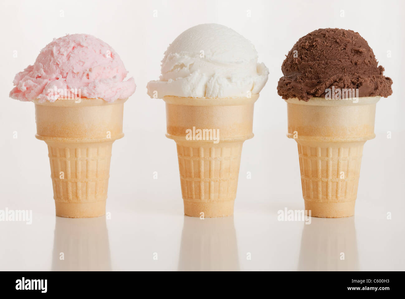Three flavored ice creams Stock Photo - Alamy