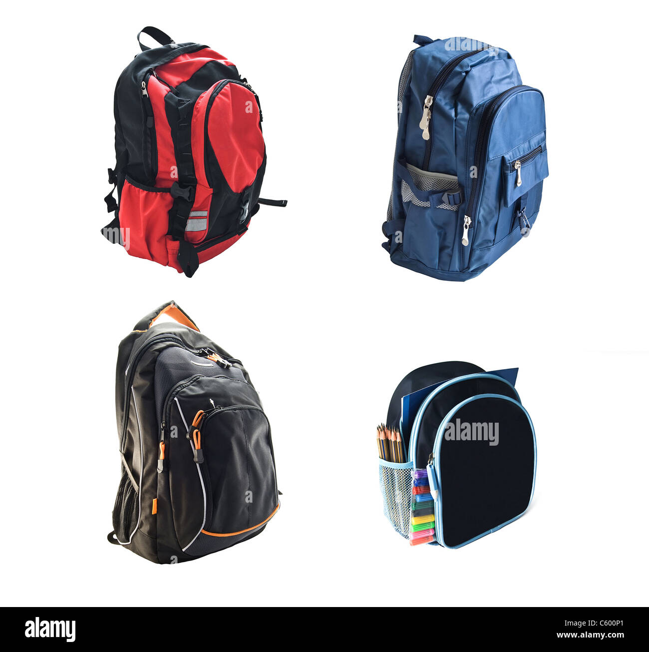 school backpacks is isolated on white background Stock Photo - Alamy