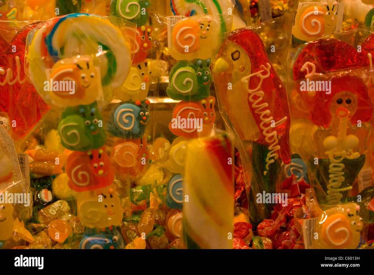 MULTI COLOURED SWEETS CANDIES SOUVENIRS OF BARCELONA LA BOQUERIA MARKET ...