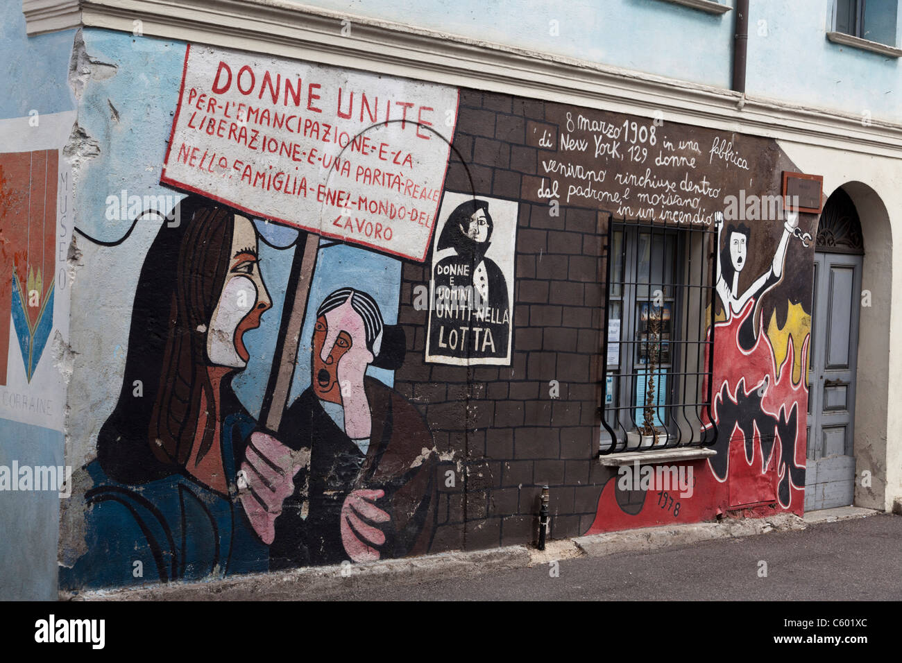 Murales, wall painting, Orgosolo village, Nuoro Province, Sardinia ...