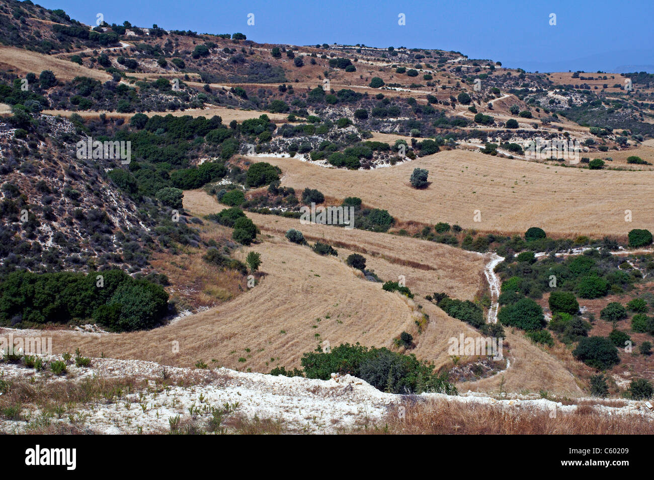 The inland countryside of Southern Cyprus with the unusual shaped ...