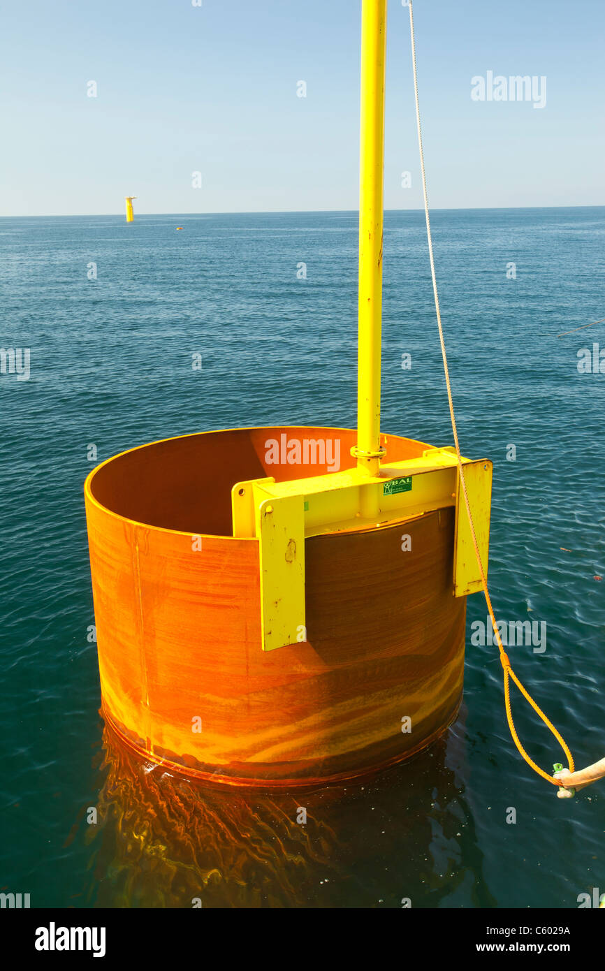 A monopile, the foundation for a wind turbine on the Walney offshore ...