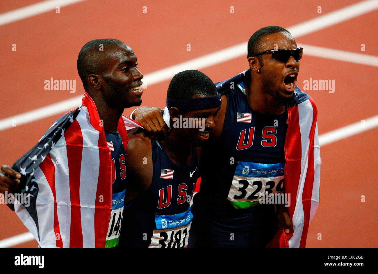 KERRON CLEMENT BERSHAWN JACKS USA OLYMPIC STADIUM BEIJING CHINA 18 ...