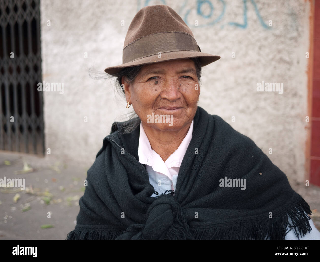 South American woman wearing typical hat and clothing Stock Photo - Alamy