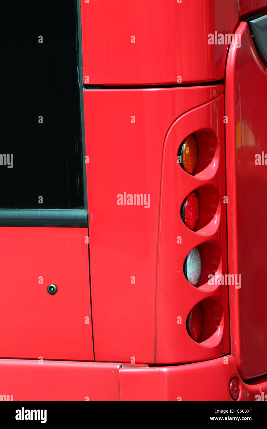 The tail lights of a double decker London bus Stock Photo - Alamy