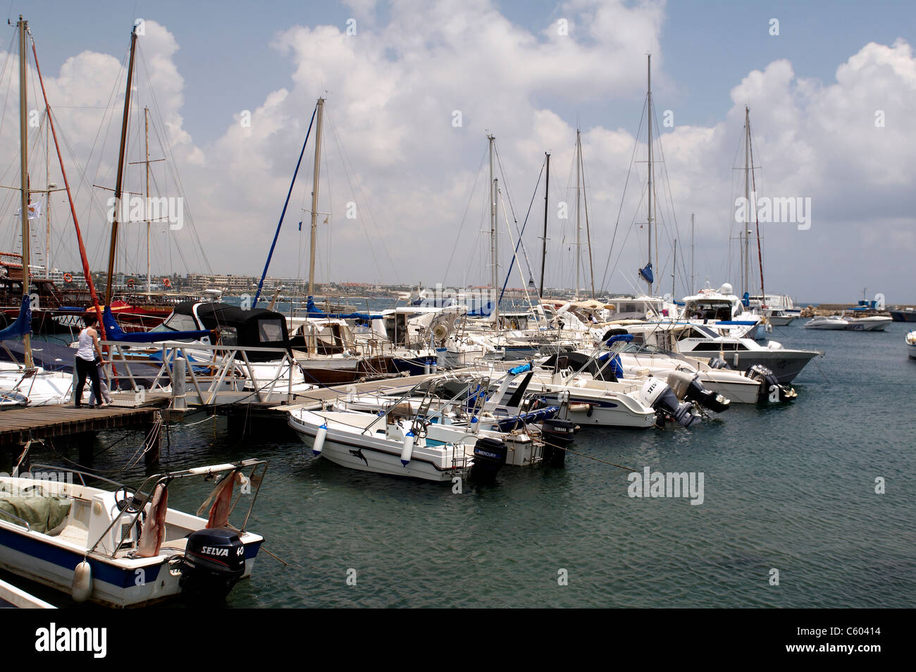 Leisure boats in the harbour at Paphos in Southern Cyprus Stock Photo ...