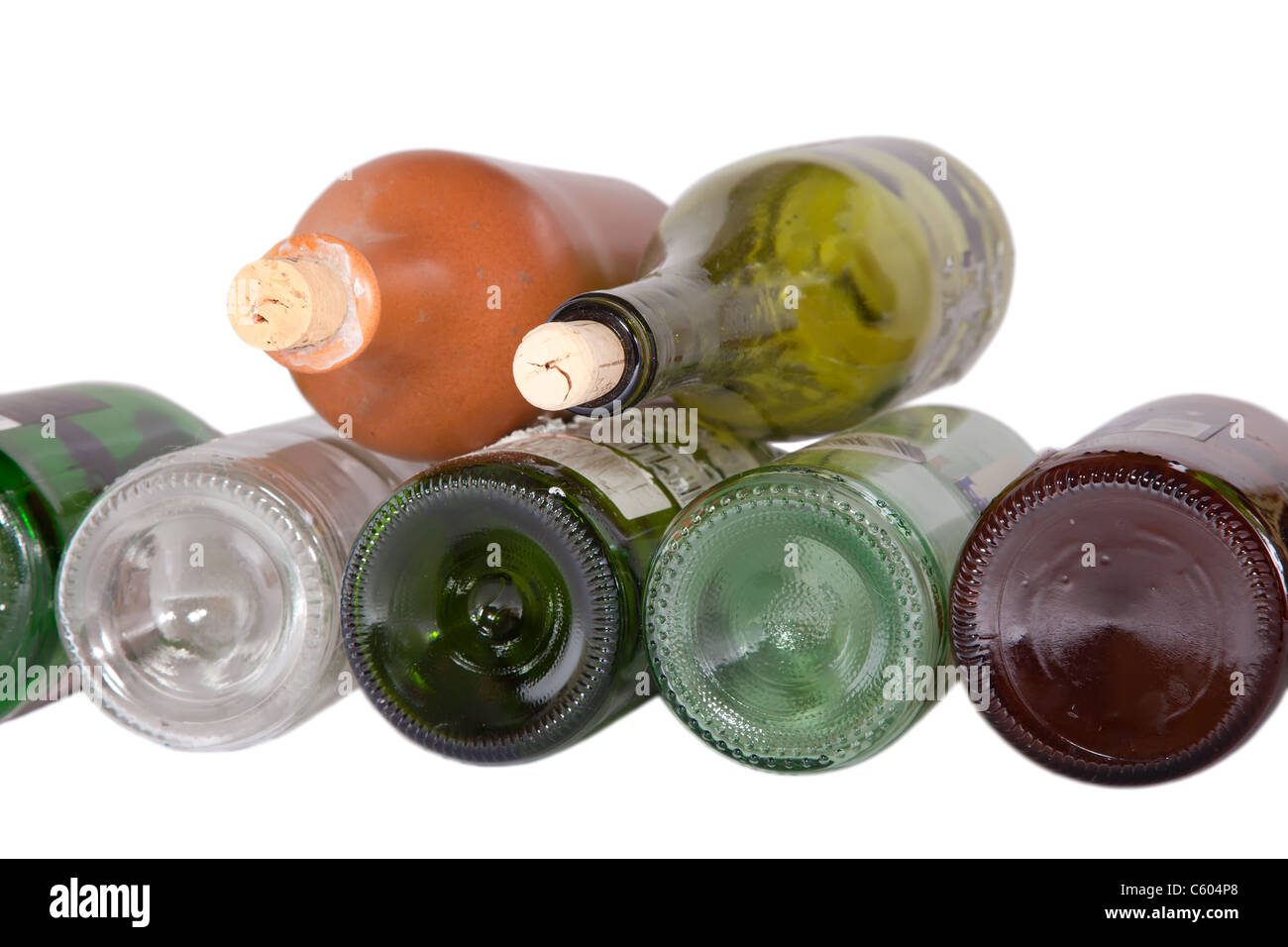 Wine bottle bottoms isolated on white background Stock Photo - Alamy