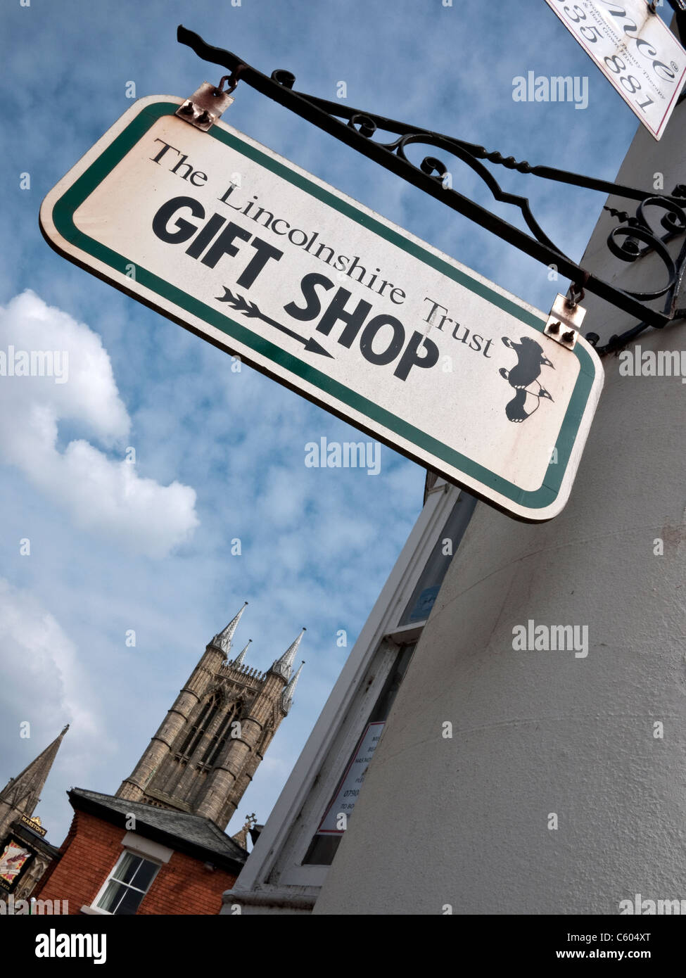 Lincolnshire Trust Gift Shop sign Castle Square Lincoln Stock Photo - Alamy