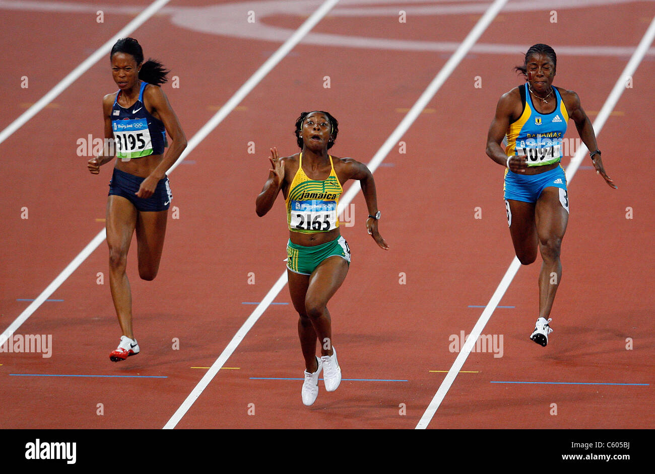 MUNA LEE SHELLY-ANN FRASER & WOMENS 100M FINAL OLYMPIC STADIUM BEIJING ...