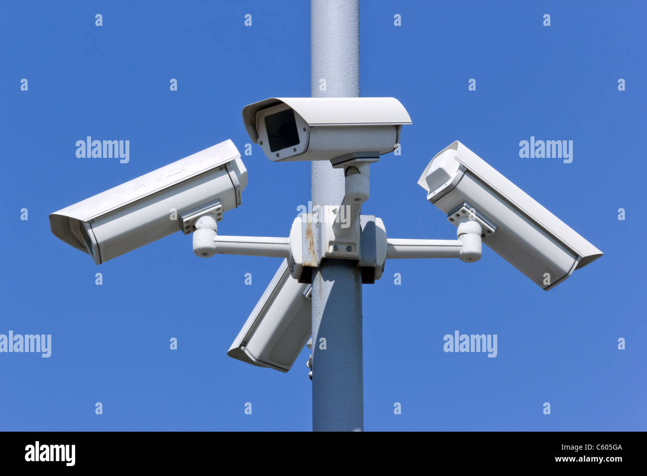 security cameras on blue sky Stock Photo - Alamy