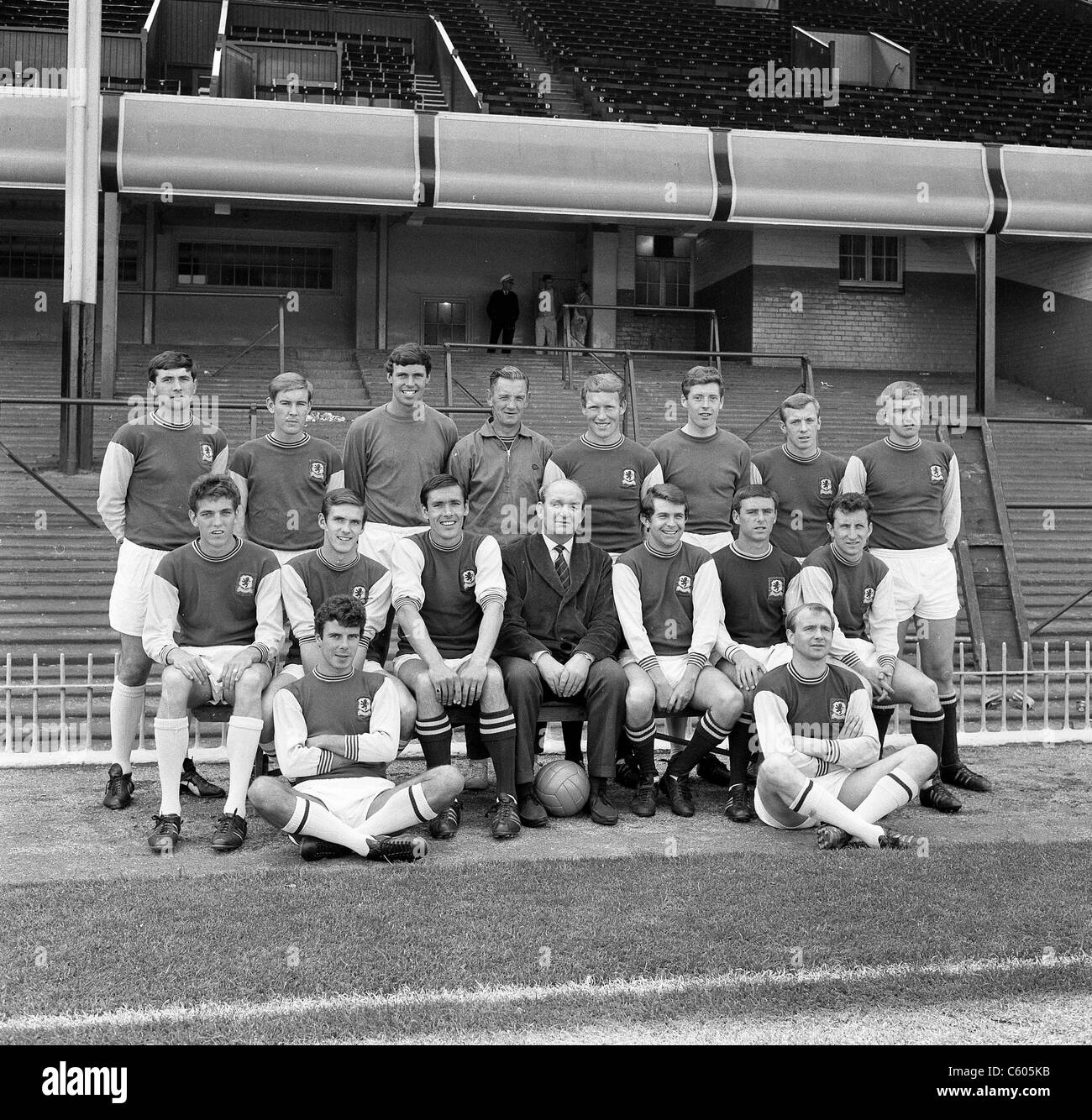 Aston Villa football team with manager Dick Taylor 21/7/66 Back row Lew ...