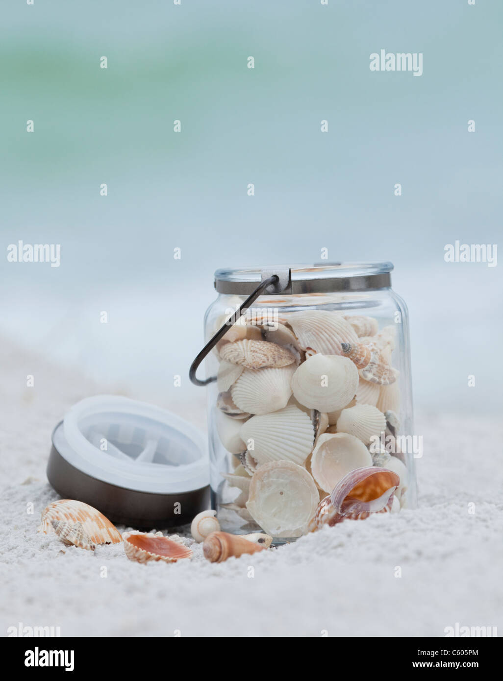 USA, Florida, St. Pete Beach, Jar of seashells on beach Stock Photo - Alamy