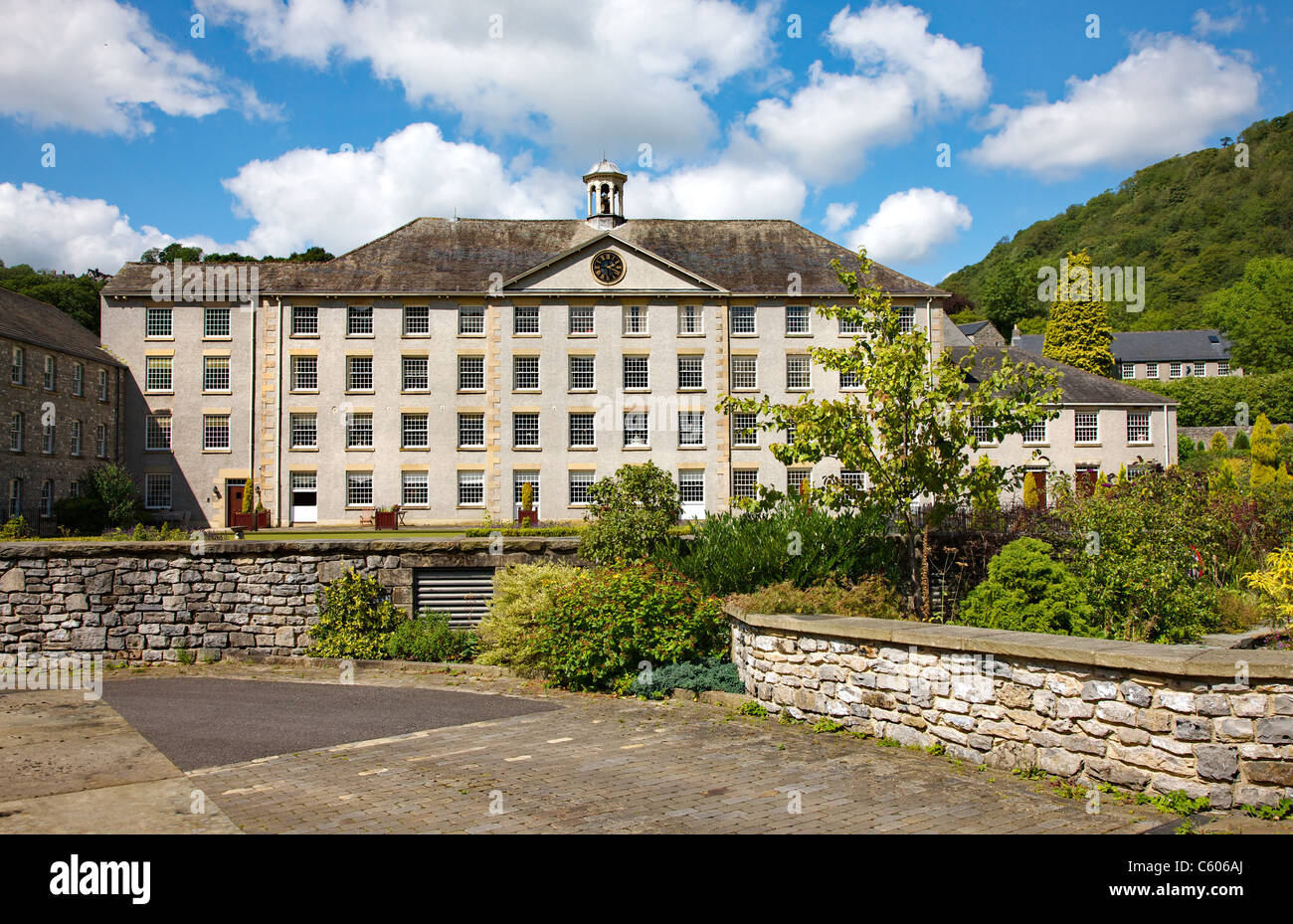 Cressbrook Mill in the White Peak Derbyshire has been restored from its ...