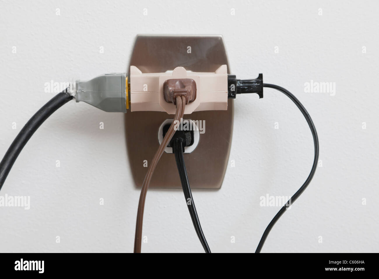 Outlet and cables, studio shot Stock Photo - Alamy