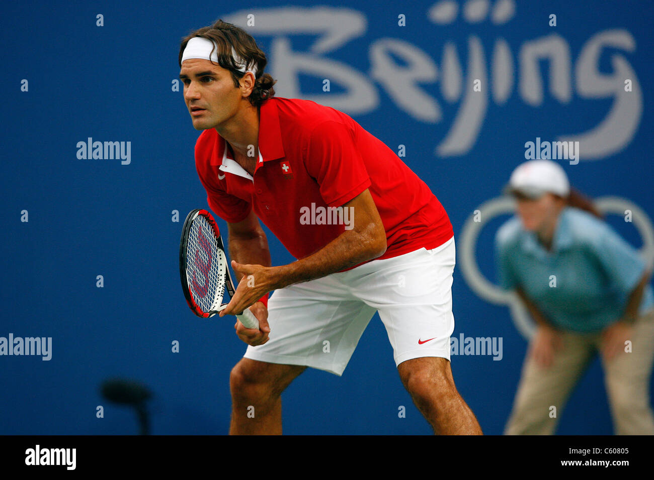 ROGER FEDERER SWISS OLYMPIC STADIUM BEIJING CHINA 13 August 2008 Stock ...