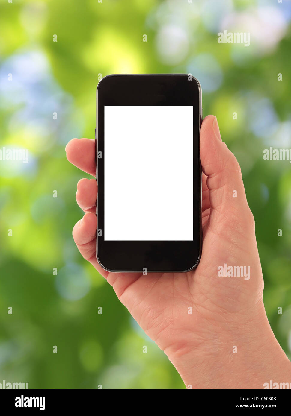 Smart Phone straight on view with oblong screen square to page Stock ...