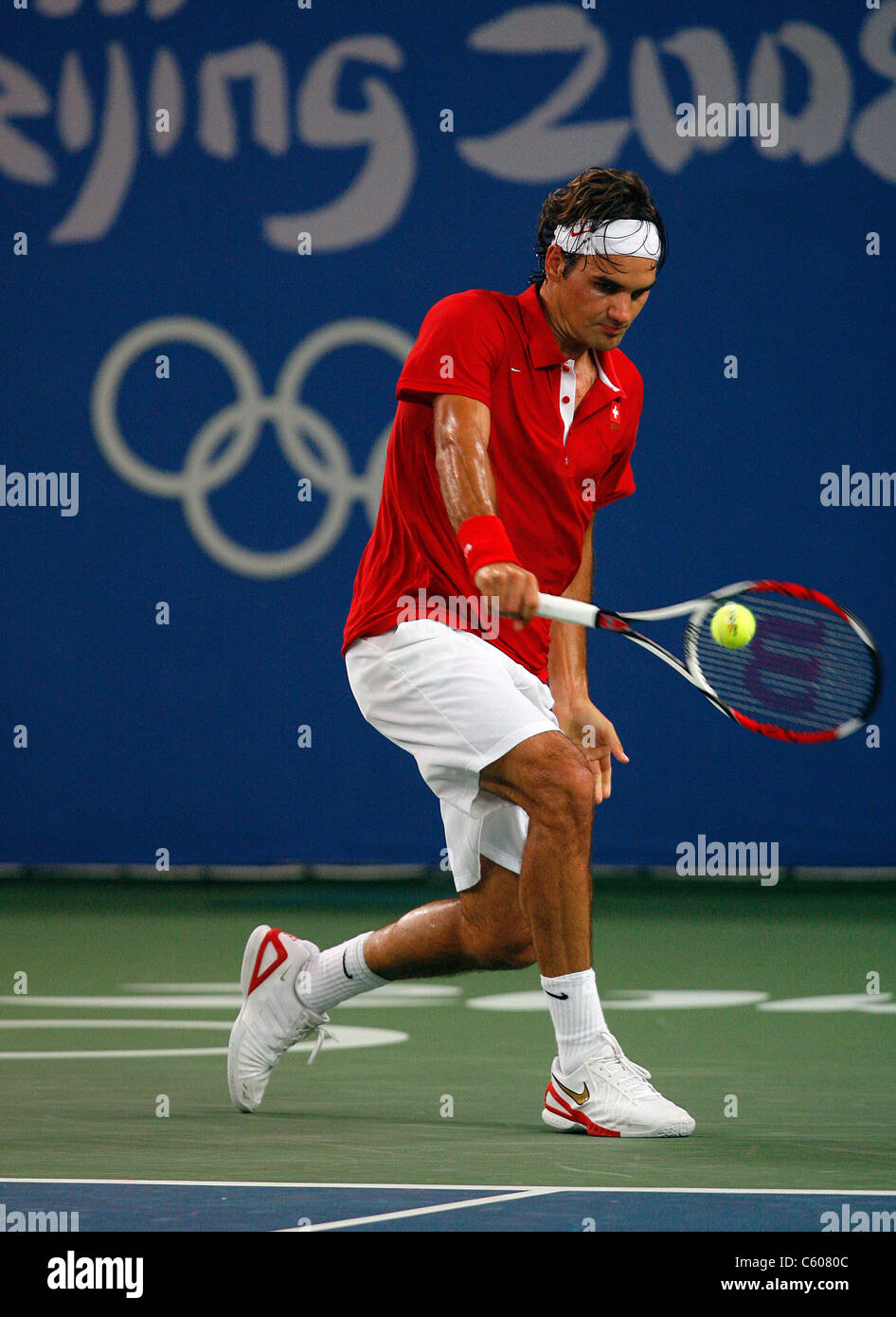 ROGER FEDERER SWISS OLYMPIC STADIUM BEIJING CHINA 13 August 2008 Stock ...
